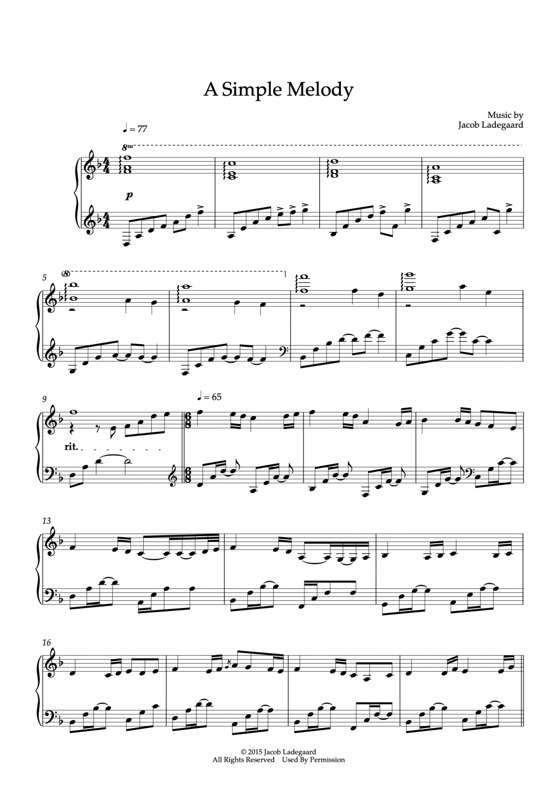 Spring Melody - Sheet Music - Jacob's Piano