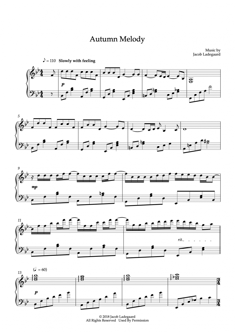 Spring Melody - Sheet Music - Jacob's Piano