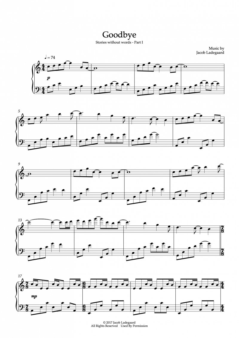 Goodbye - Sheet Music - Jacob's Piano