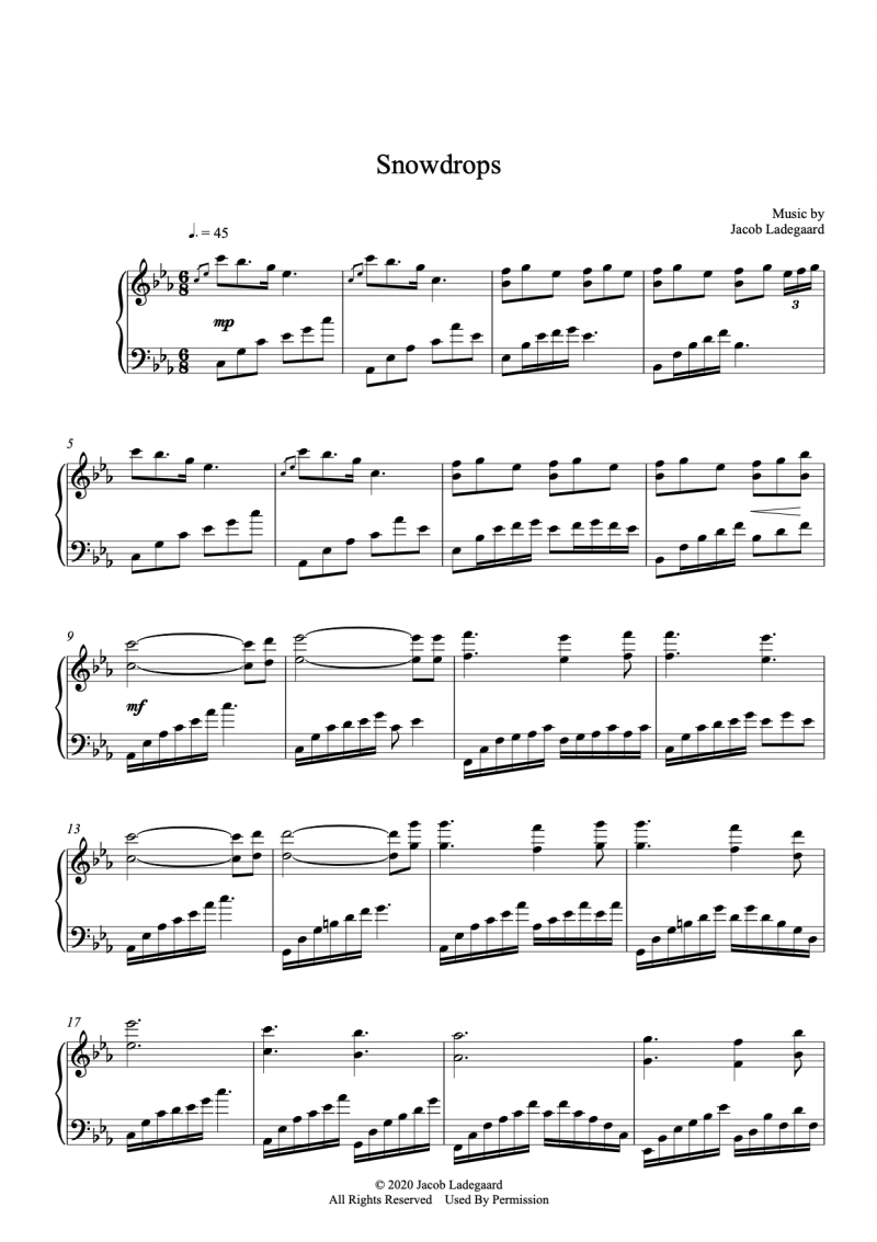 Winter Melody Sheet Music - Music by Jacob's Piano