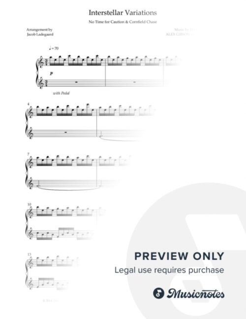 Interstellar Variations Sheet Music by Jacob's Piano