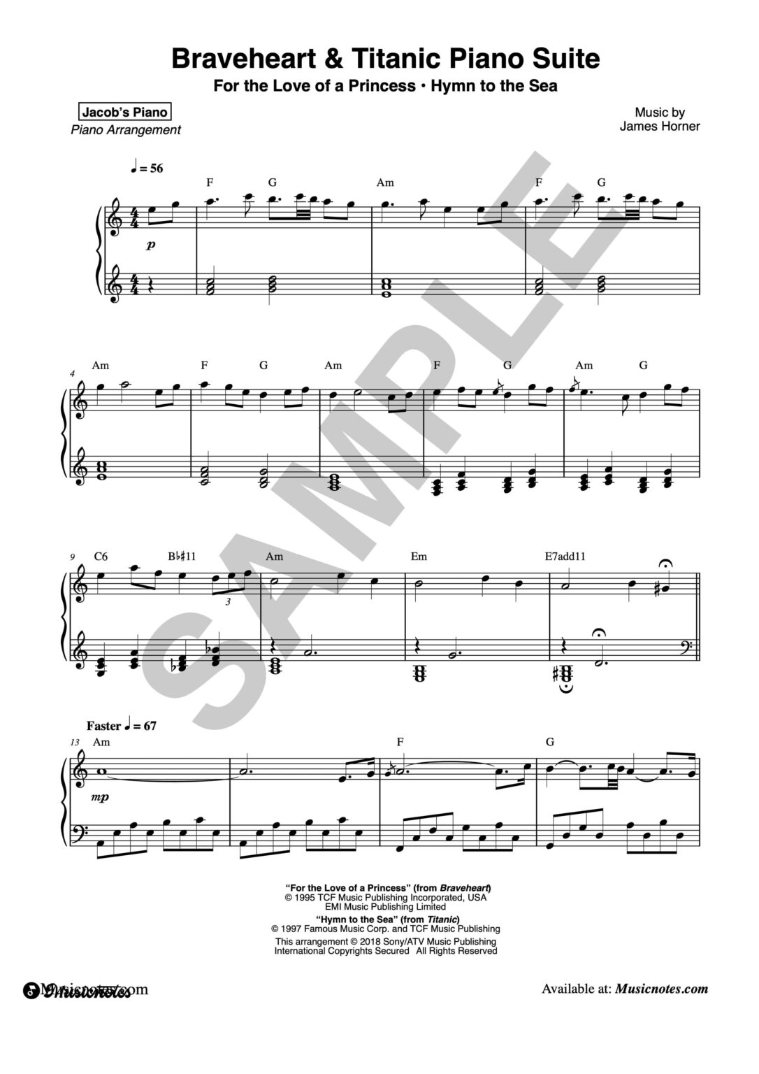 Braveheart & Titanic Sheet Music by Jacob's Piano