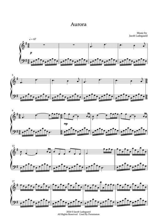 Aurora - Sheet Music - By Jacob's Piano